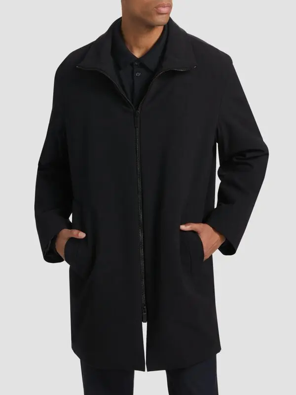 Giorgio Armani Long Wool Zip-up Jacket