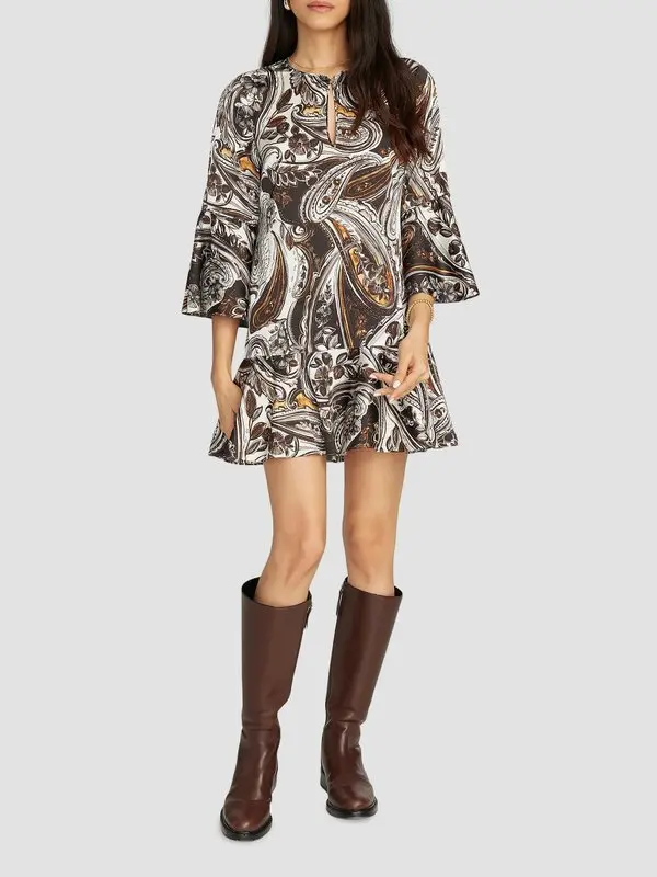 Robert Graham Margot Paisley Bell-sleeve Minidress