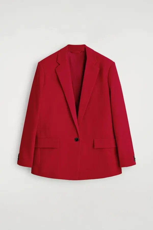 Cos Relaxed Single-breasted Wool-blend Blazer - Red