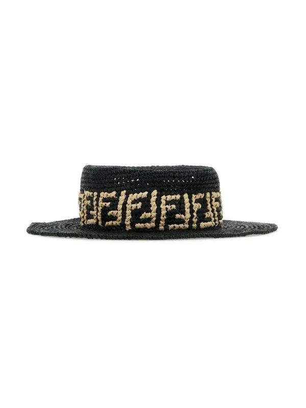 Fendi Raffia Hat In Black - 24% Off | Editorialist