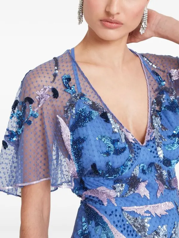 Temperley London Novella Embroidered Midi Dress - Blue | Editorialist