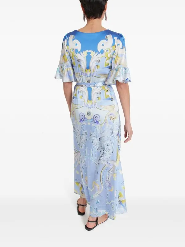 TEMPERLEY LONDON Carline-print Wrap Dress - Blue