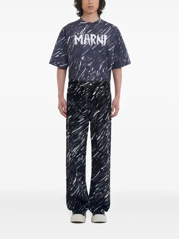 Marni Flocked Wide-leg Jeans
