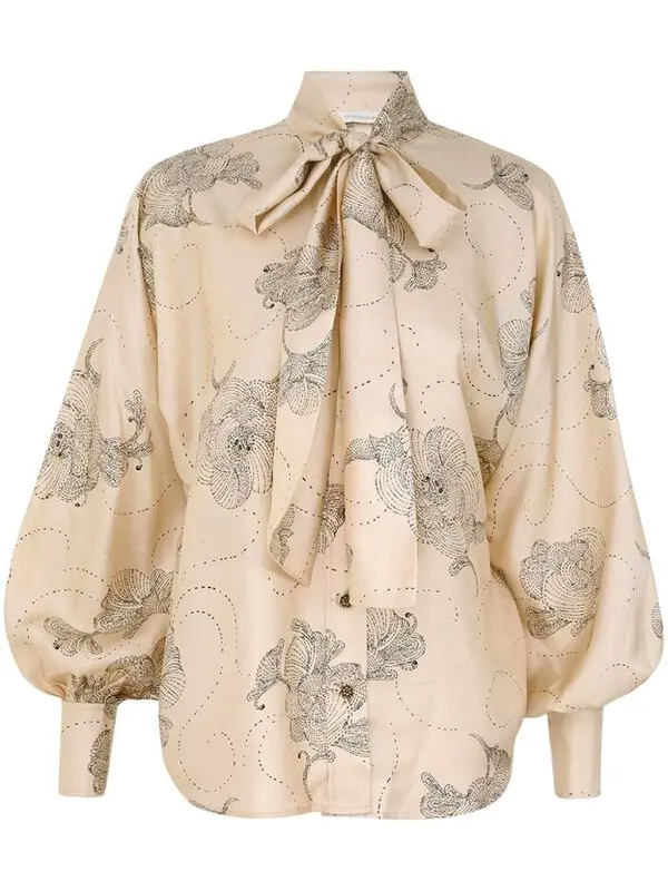 Zimmermann Eden Printed Silk Blouse
