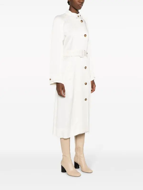 10 CORSO COMO Double-breasted Belted Satin Coat - White