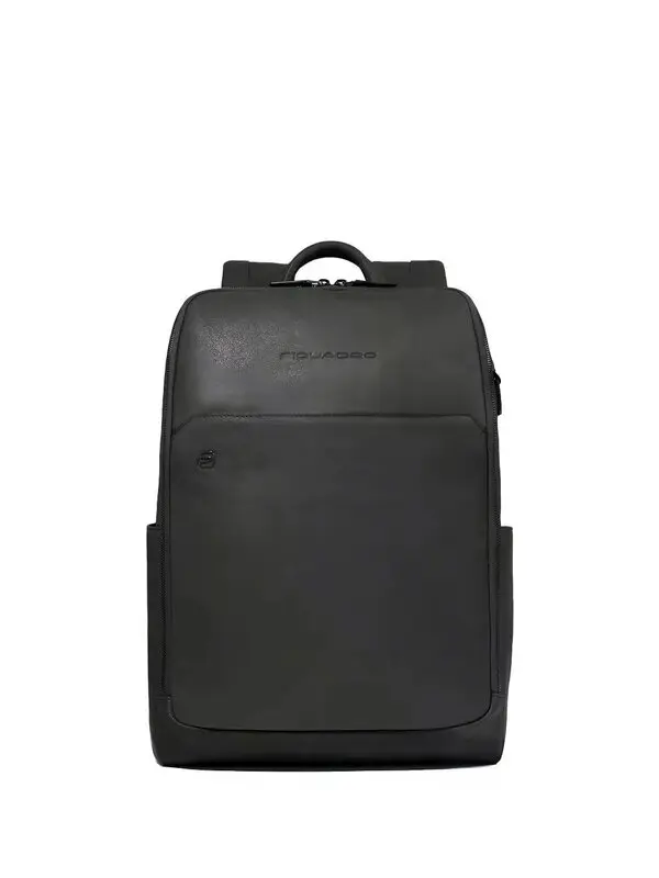 PIQUADRO Leather Laptop Backpack - Black