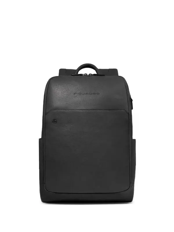 PIQUADRO Leather Laptop Backpack - Black