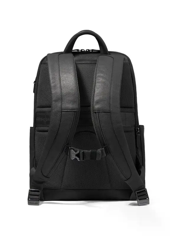 PIQUADRO Leather Laptop Backpack - Black