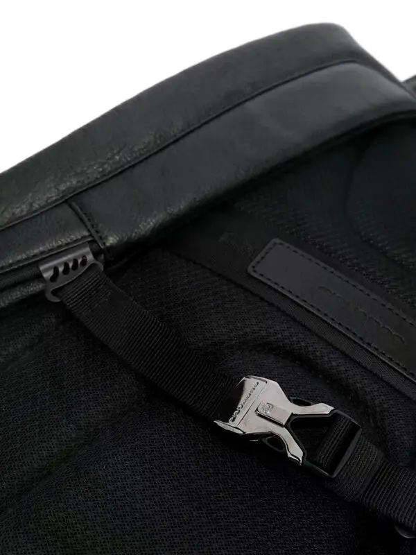 PIQUADRO Leather Laptop Backpack - Black