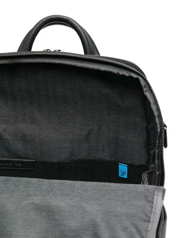 PIQUADRO Leather Laptop Backpack - Black