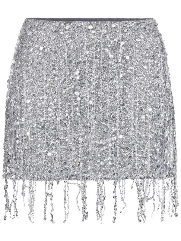 Elisabetta Franchi Sequin-embellished Mini Skirt - Silver