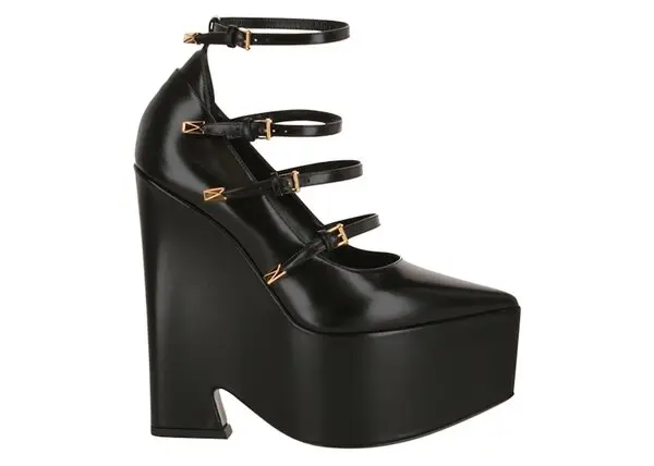 Versace Tempest Buckle Platform Pumps - Black