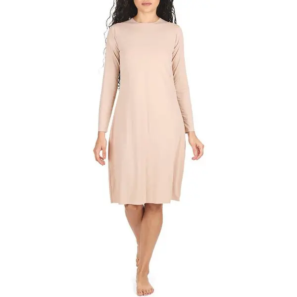 MEMOI Bonded Long Sleeve Slip - Beige