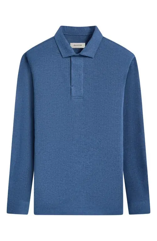 Bugatchi Long Sleeve Cotton Blend Polo