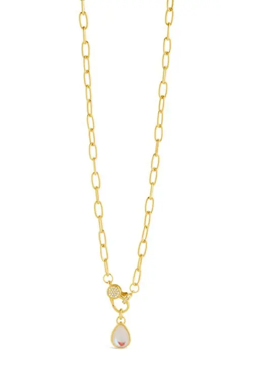 Sterling Forever Teardrop Moonstone Charm Pendant Necklace - Gold