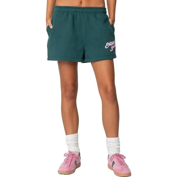 EDIKTED Sporty Sweat Shorts - Green