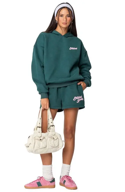 EDIKTED Sporty Sweat Shorts - Green