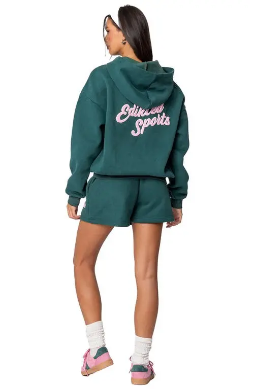 EDIKTED Sporty Sweat Shorts - Green