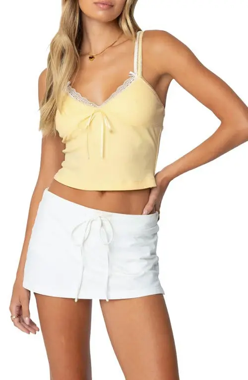 EDIKTED Lacy Layered Crop Camisole - Yellow