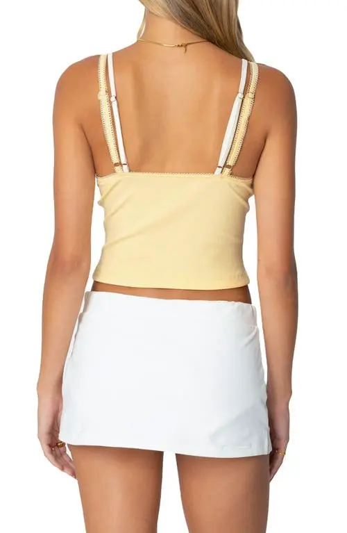 EDIKTED Lacy Layered Crop Camisole - Yellow