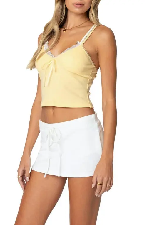 EDIKTED Lacy Layered Crop Camisole - Yellow