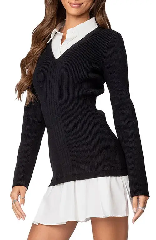 EDIKTED Long Sleeve Minidress - Black