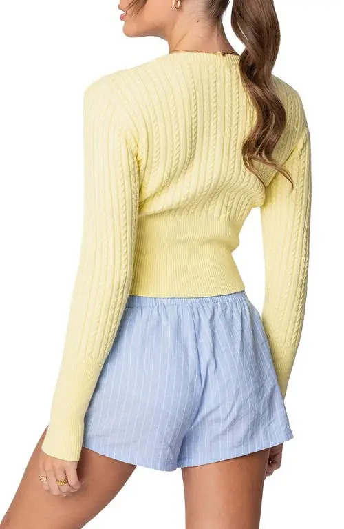 EDIKTED Mallory Cable Stitch Crop Sweater