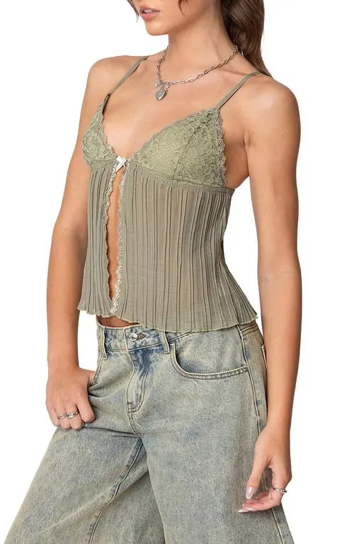 EDIKTED Pintuck Lace Camisole