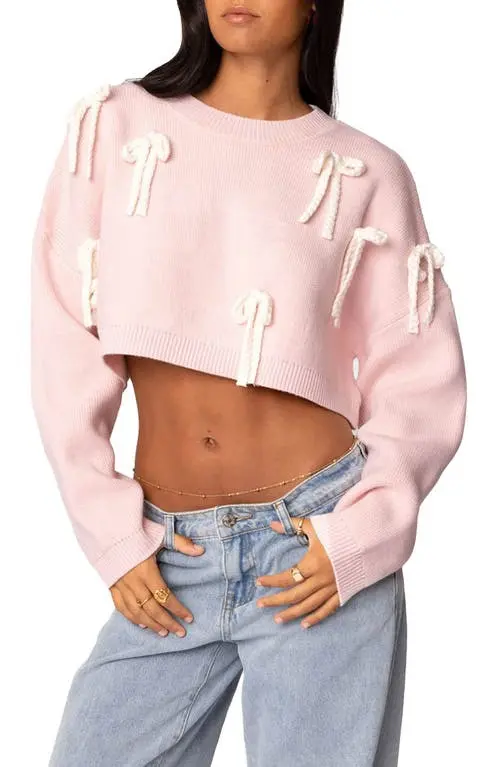 EDIKTED Bow Knit Crop Sweater