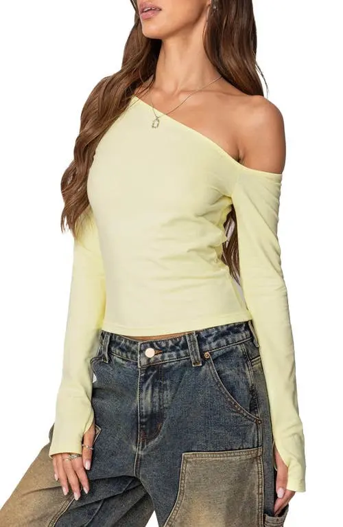EDIKTED Swim One-shoulder Top - Yellow