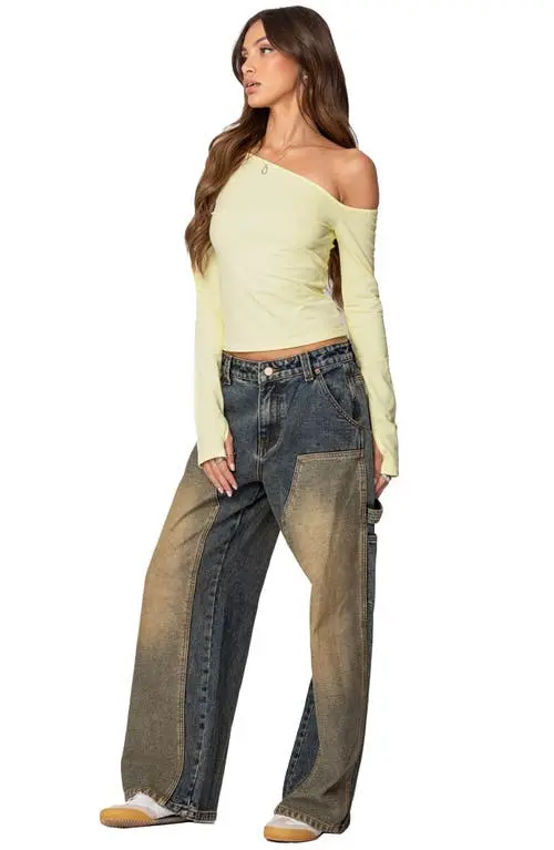 EDIKTED Swim One-shoulder Top - Yellow