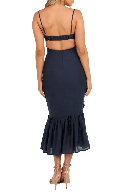PETAL & PUP Rosette Mermaid Midi Dress - Navy