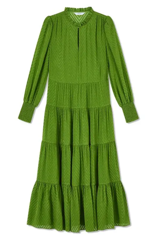 LK BENNETT Flora Chevron Bracelet Sleeve Silk Blend Dress