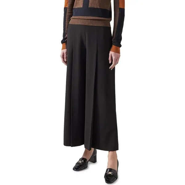 LK BENNETT Eva Pleated Crop Wide Leg Pants - Black
