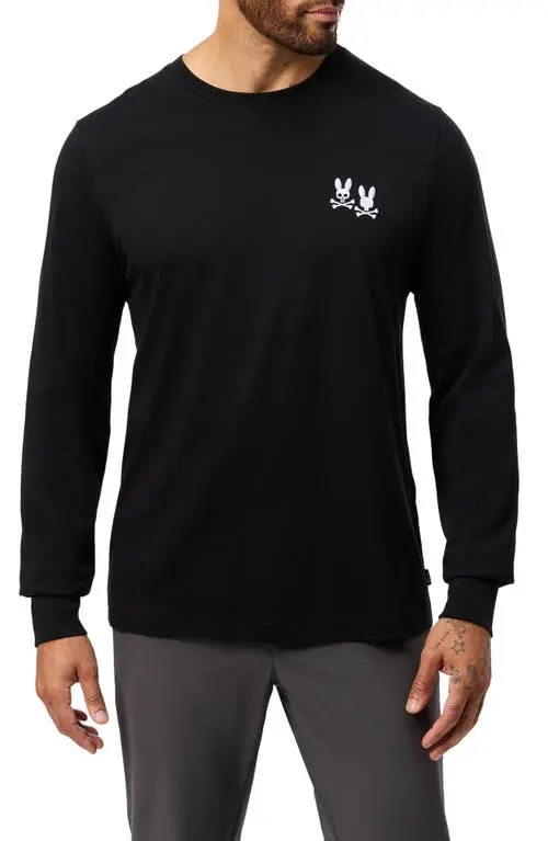 Psycho Bunny Tilden Embroidered Bunny Logo Long Sleeve T-shirt - Black