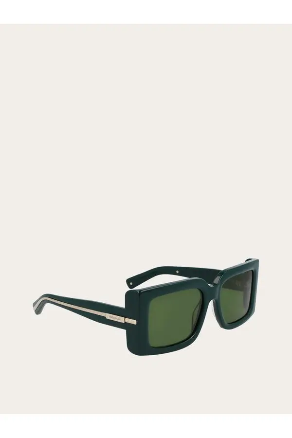 FERRAGAMO Rectangular Titanium Sunglasses - Green