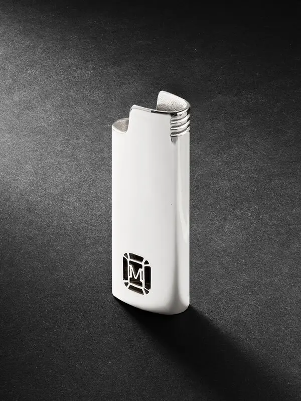 Mateo Logo-cutout Sterling Lighter Holder - Silver