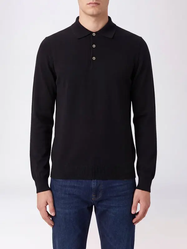 Brunello Cucinelli Long-sleeved Knit Polo Shirt In Pure Cotton With Ribbed Collar