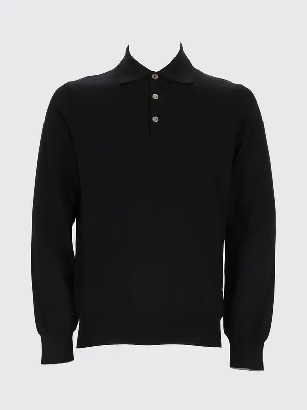 Brunello Cucinelli Long-sleeved Knit Polo Shirt In Pure Cotton With Ribbed Collar