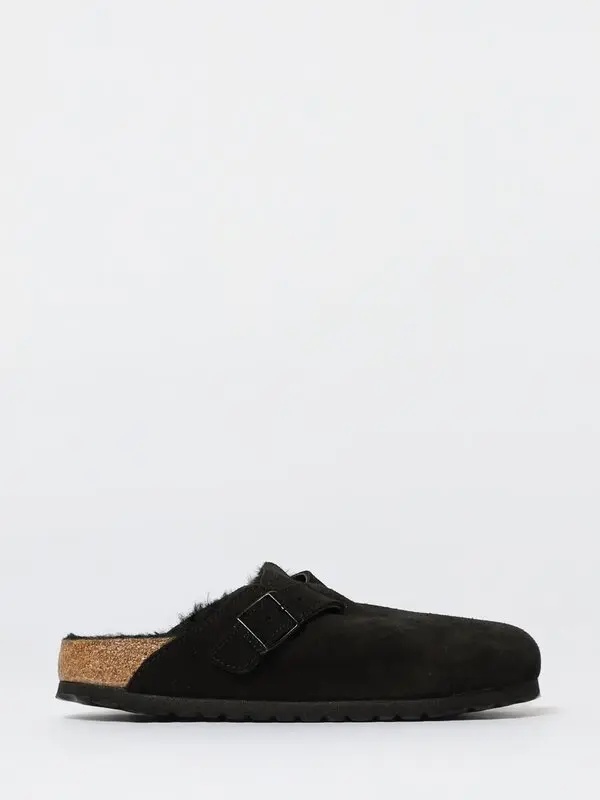 BIRKENSTOCK Suede Clogs With Buckle Detail - Black