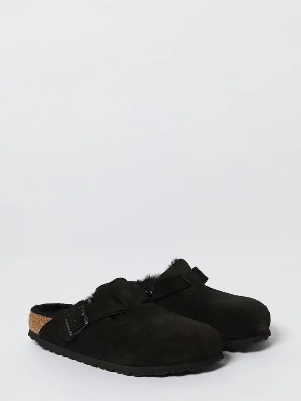 BIRKENSTOCK Suede Clogs With Buckle Detail - Black