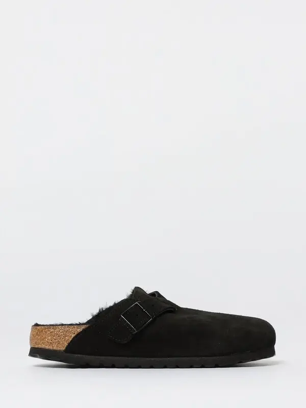 BIRKENSTOCK Suede Clogs With Buckle Detail - Black