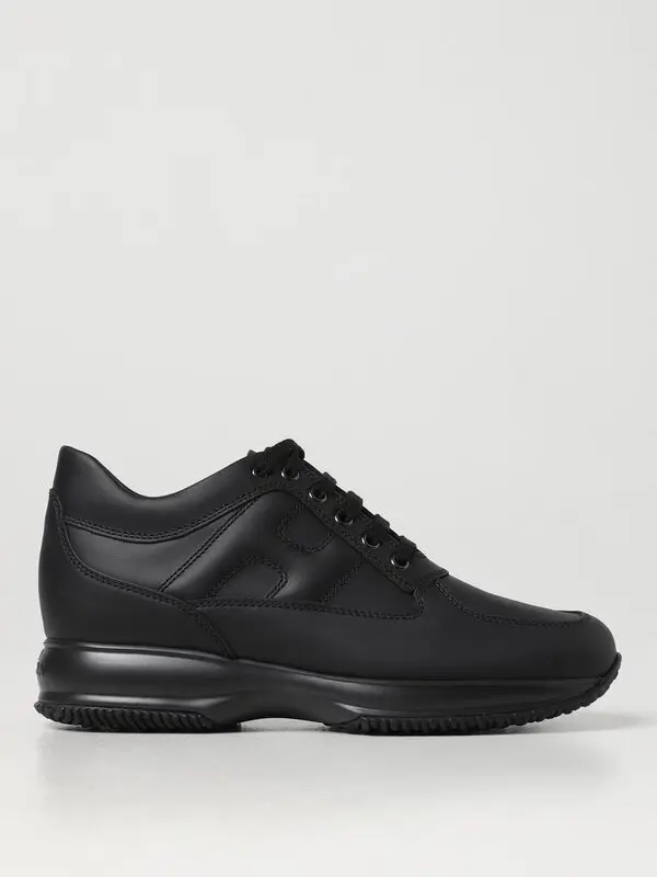 Hogan Interactive Low-top Calfskin Sneakers With H Logo - Black
