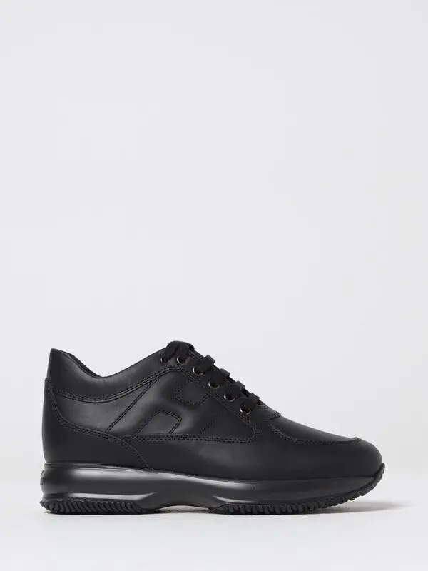 Hogan Interactive Low-top Calfskin Sneakers With H Logo - Black