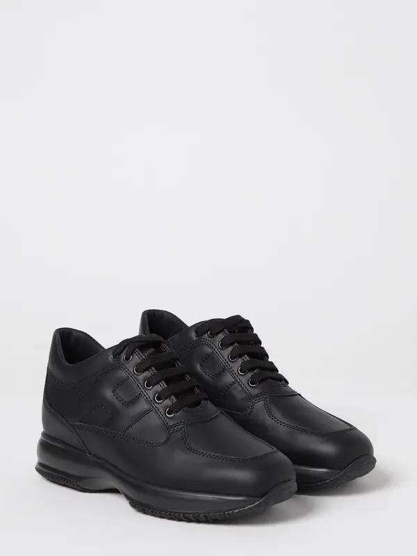 Hogan Interactive Low-top Calfskin Sneakers With H Logo - Black