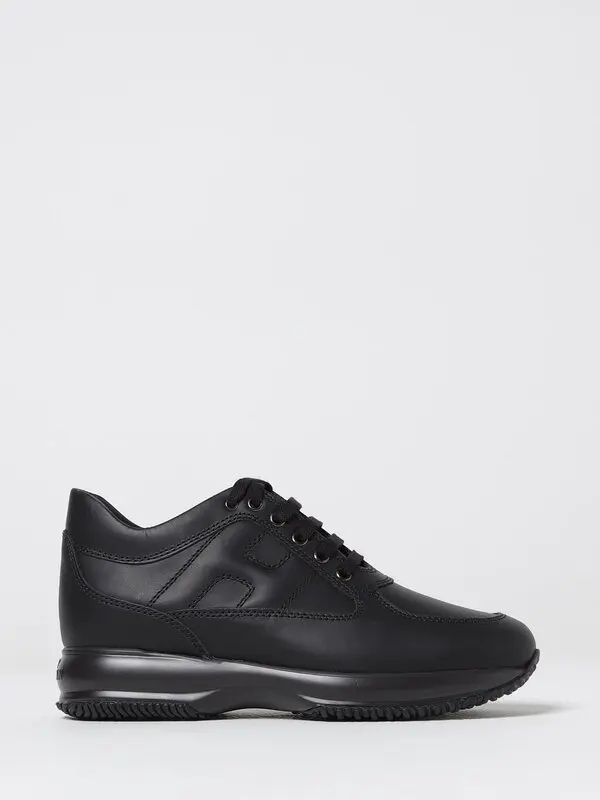 Hogan Interactive Low-top Calfskin Sneakers With H Logo - Black