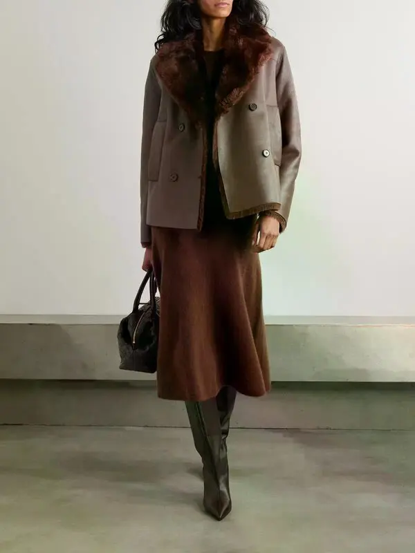 JOSEPH Calla Double-breasted Shearling Coat