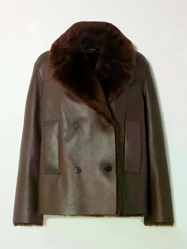 JOSEPH Calla Double-breasted Shearling Coat