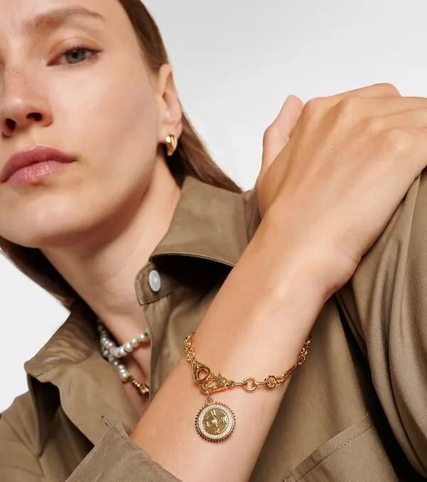 FOUNDRAE Internal Compass 18kt Yellow Bracelet With Diamonds