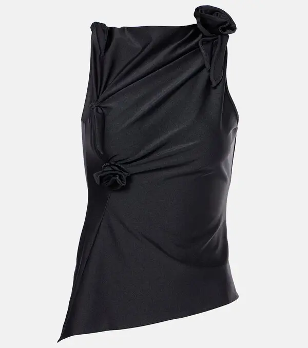 Coperni Floral-appliqué Asymmetric Top - Black